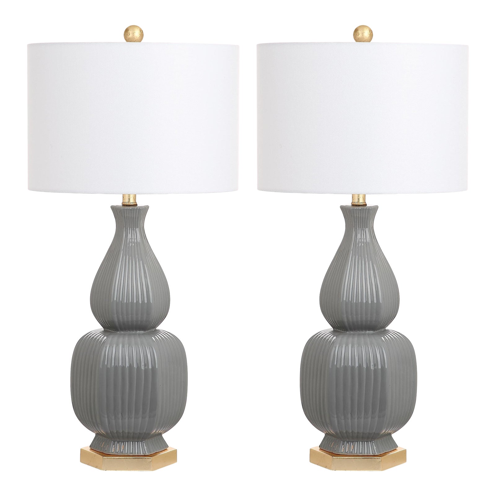 31.5 Inch H Contemporary Ceramic Base Table Lamp in Grey - a Pair ...