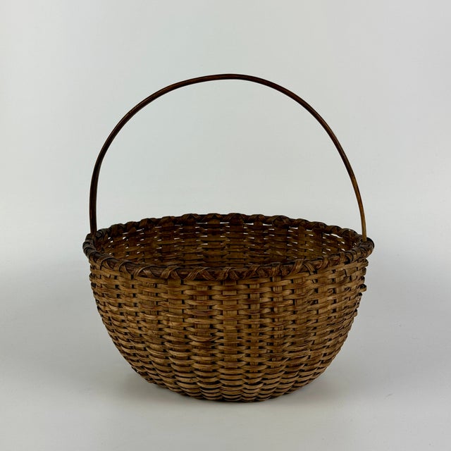 19th Century Antique Woven Ash Splint Gathering Basket, Round & Shallow ...