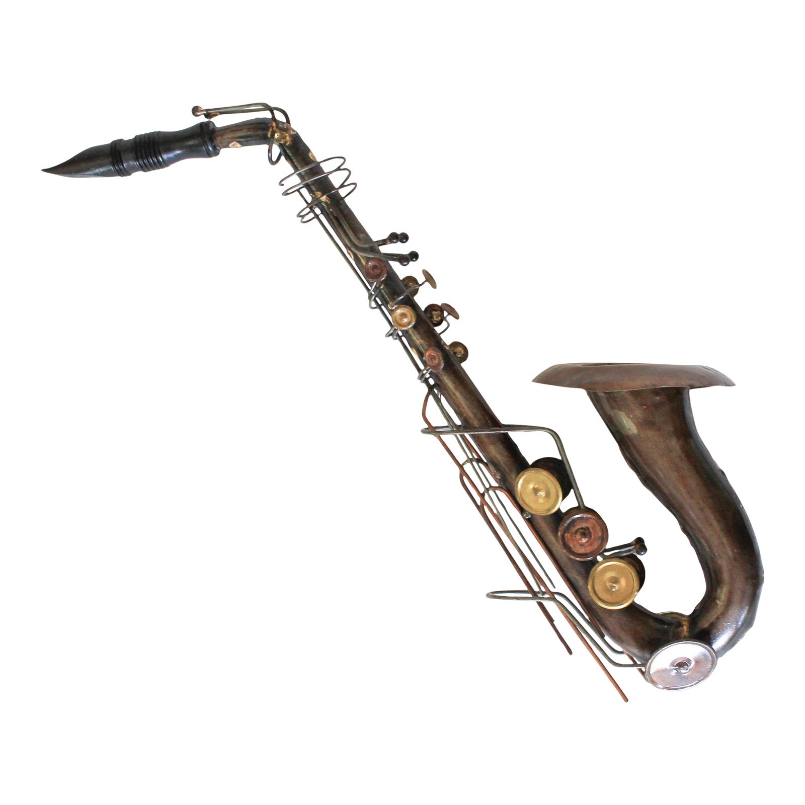 Vintage Brutalist Saxophone Sculpture Metal Art Sculpture | Chairish