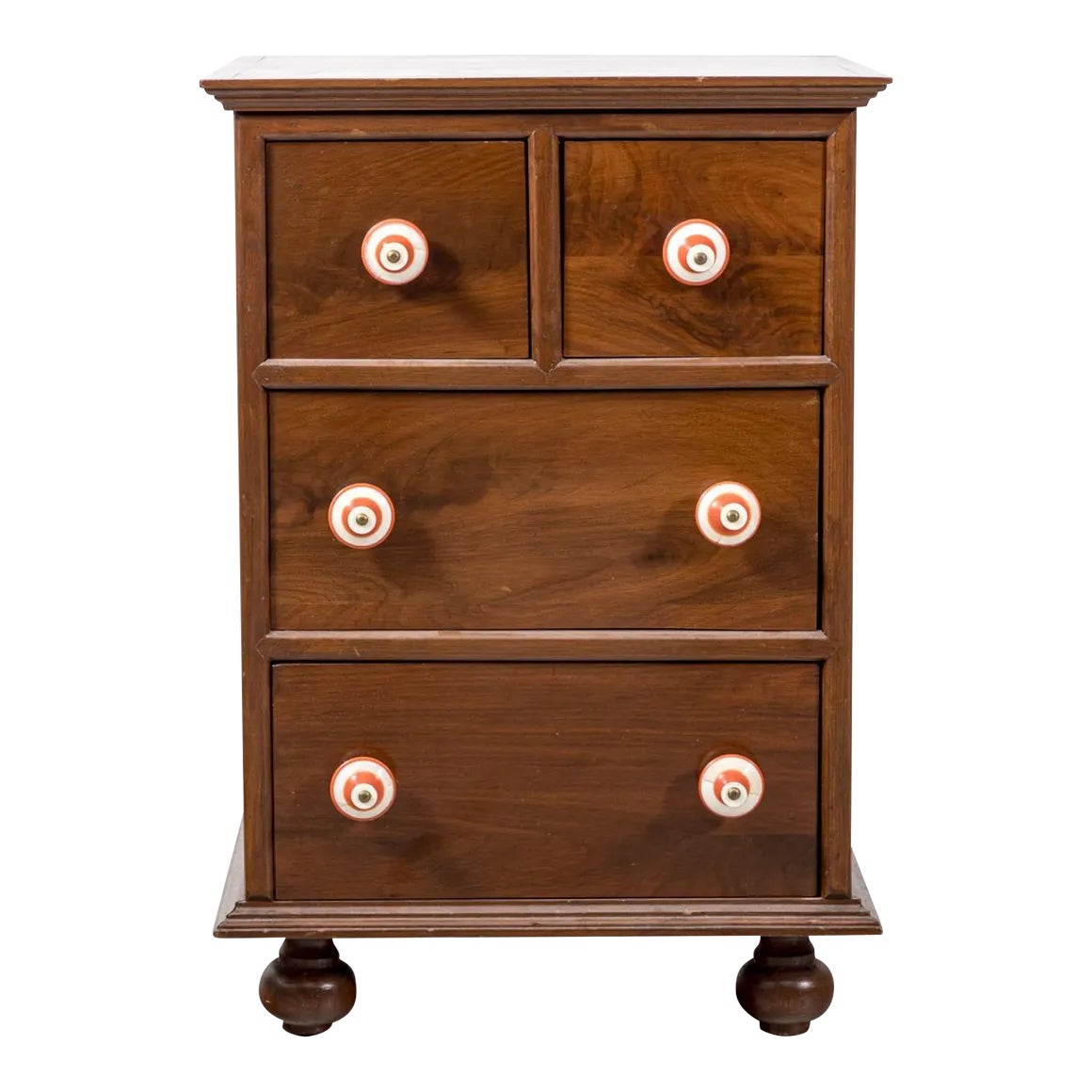 Mid-Century Danish Style Four Drawer Nightstand Side Table | Chairish