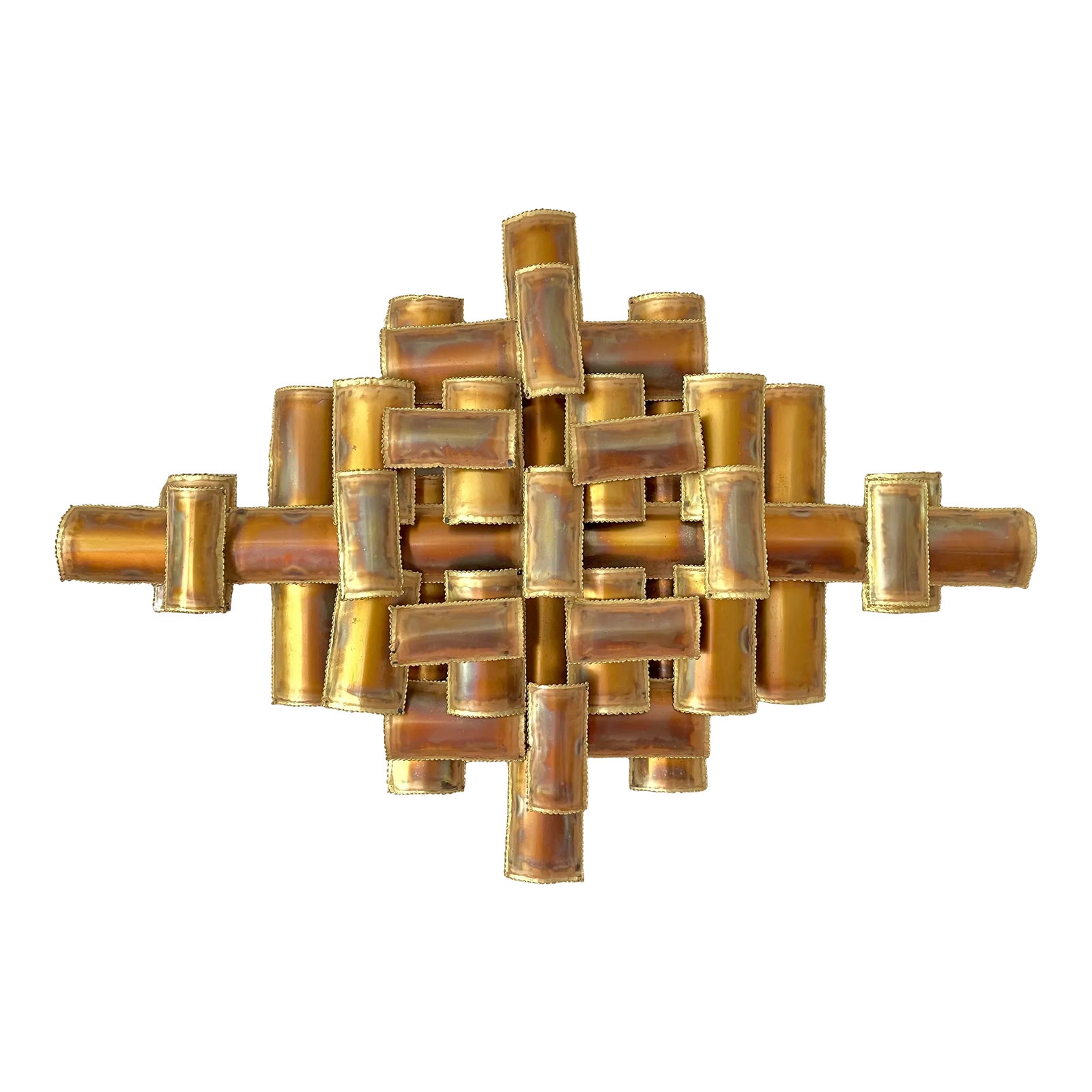Mid Century Modern Brutalist Curtis Jere Style Brass Metal Wall ...