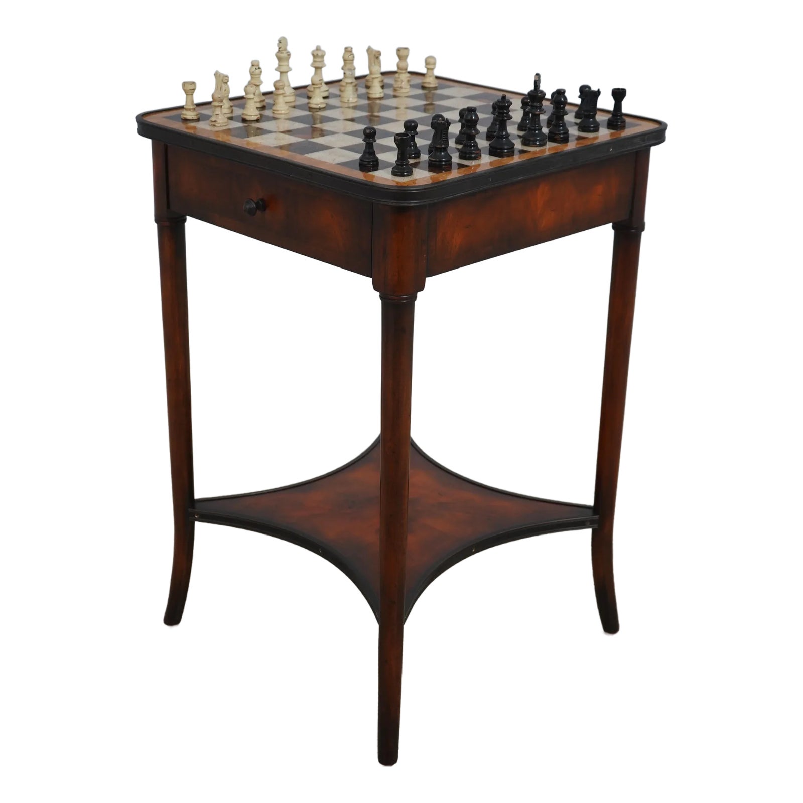 Theodore Alexander Tesallated Chess Board Top Games Table | Chairish