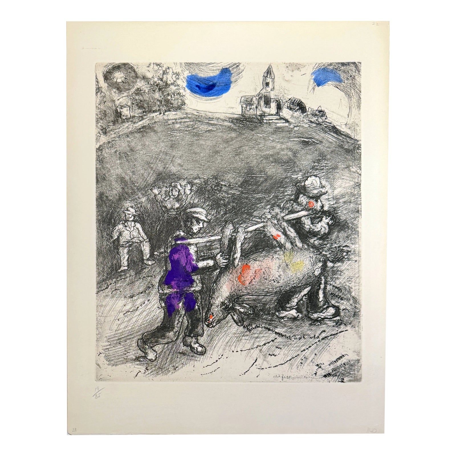 Marc Chagall, The Miller, His Son, and the Donkey, 1954, Etching | Chairish