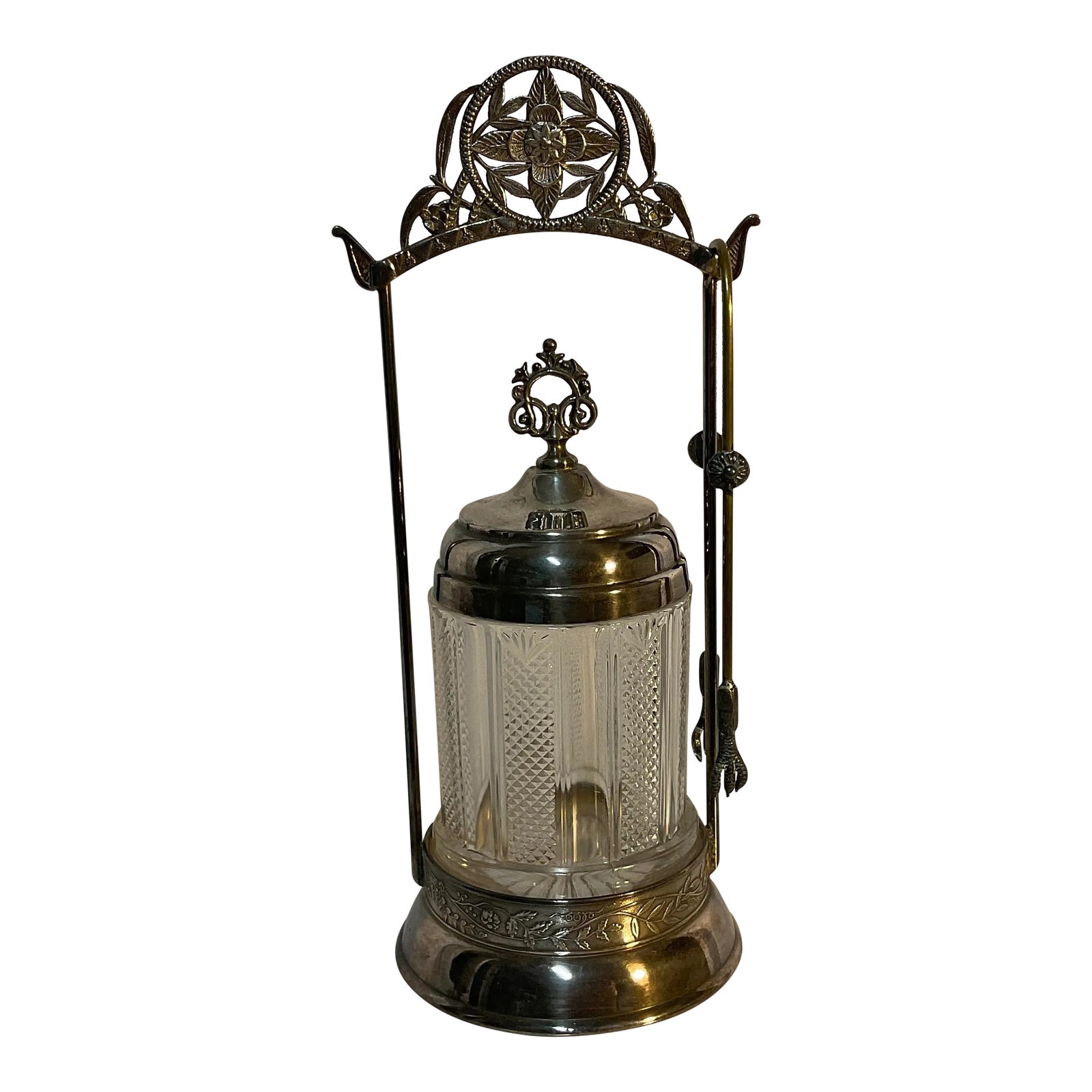 19th Century Victorian Silver 889 Pickle Castor Jar With Tongs | Chairish