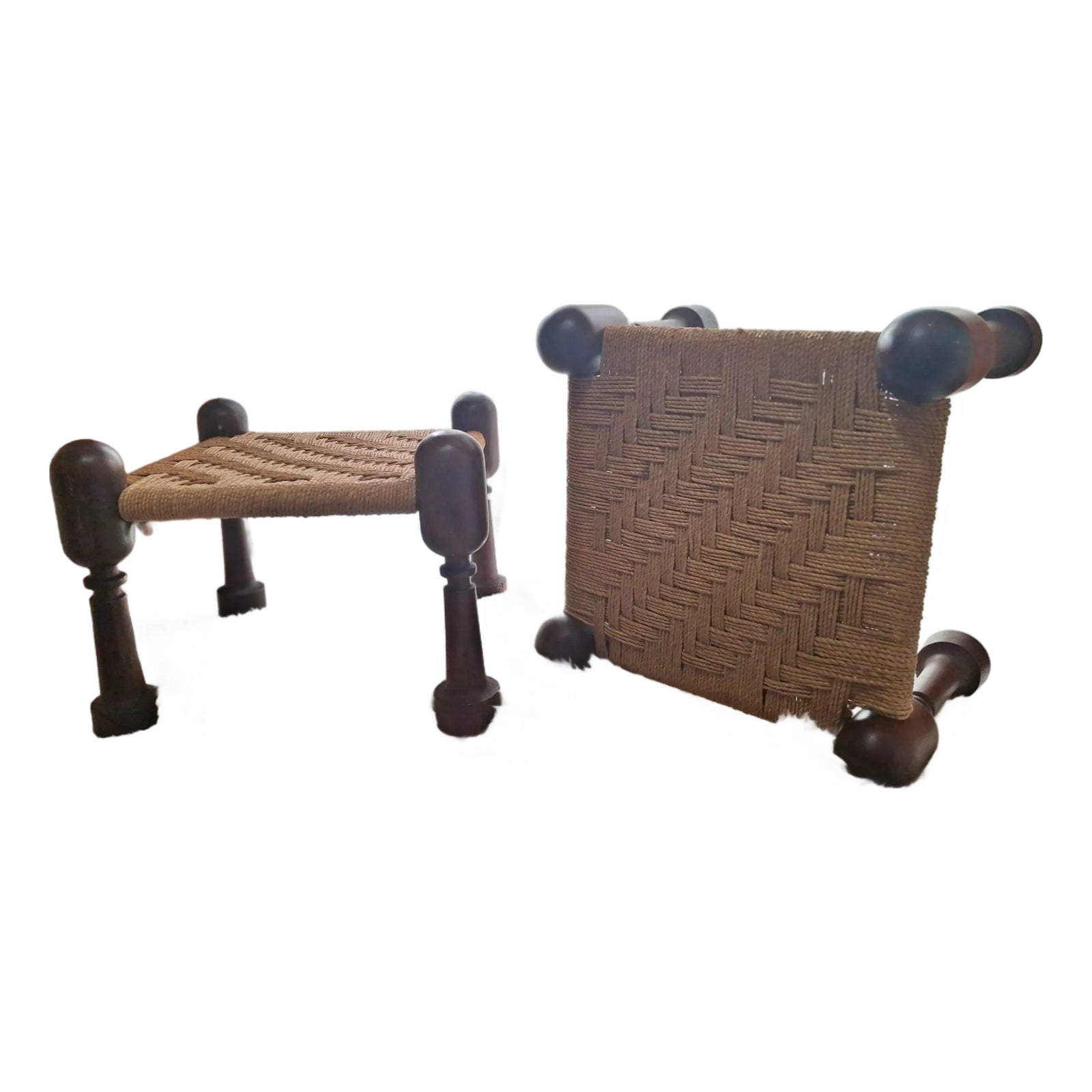 Vintage M Hayat& Bros Footstools | Chairish
