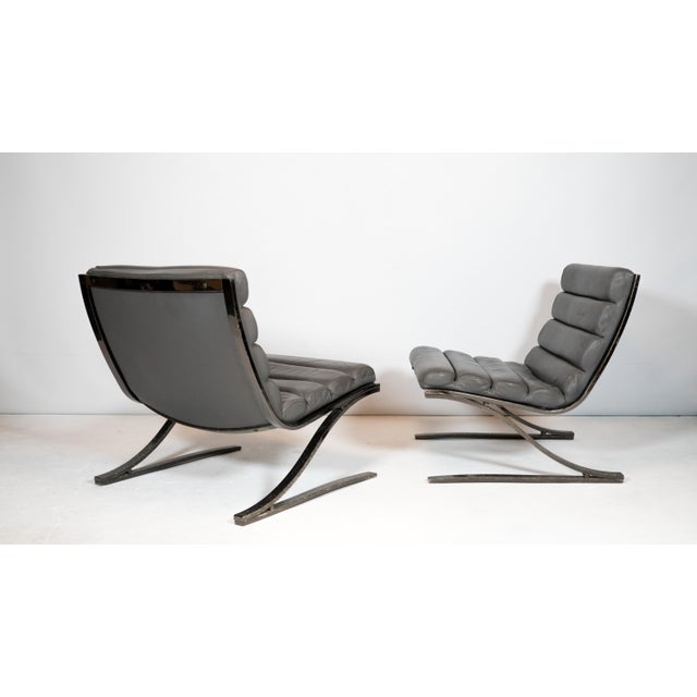1980s Post Modern Design Institute of America Chrome Lounge Chairs ...