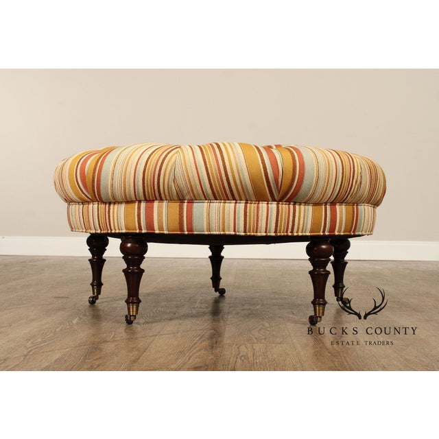 English Regency Style Round Tufted Ottoman | Chairish