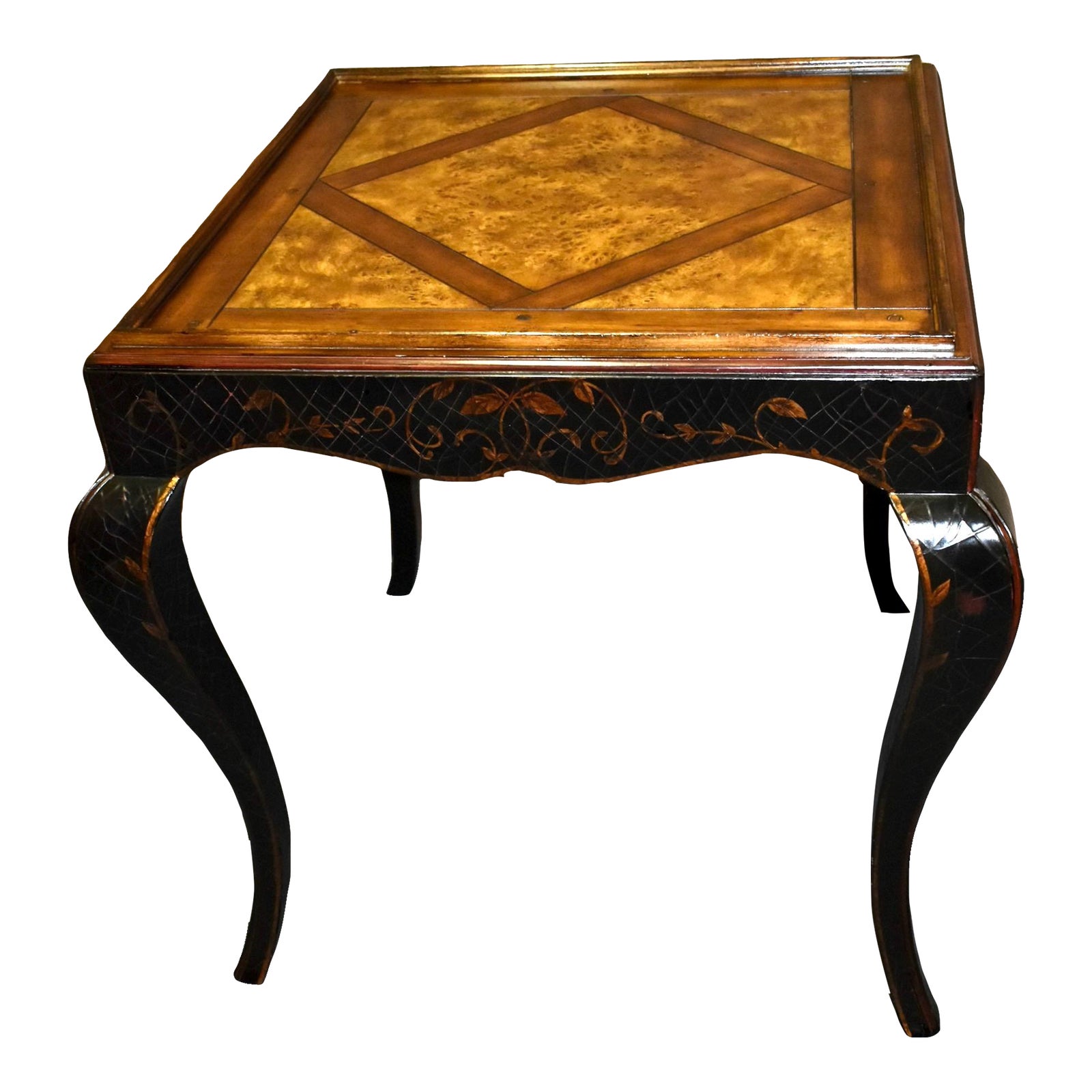 Vintage Baker/Milling Road Painted Venetian Style Burl Top Table | Chairish
