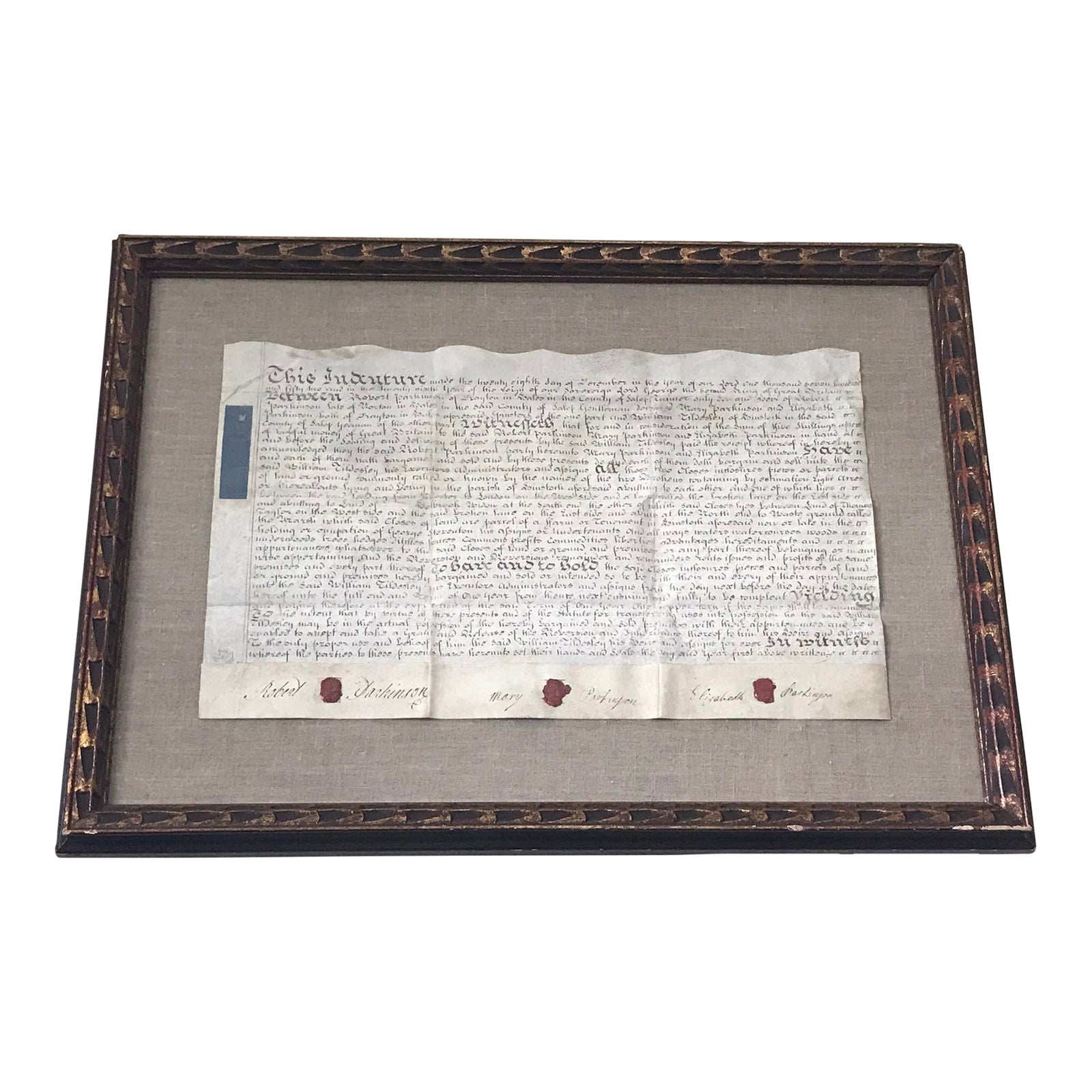 18th Century Handwritten English Land Deed in Salop County (Shropshire ...