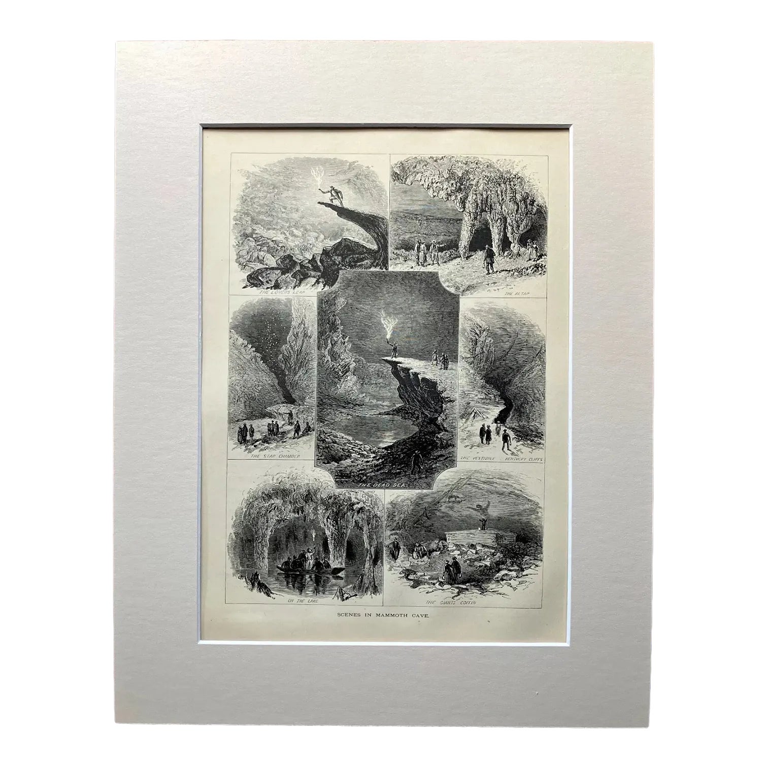 Antique 1874 Wood Engraving "Scenes in Mammoth Cave" Kentucky in 11x14 ...