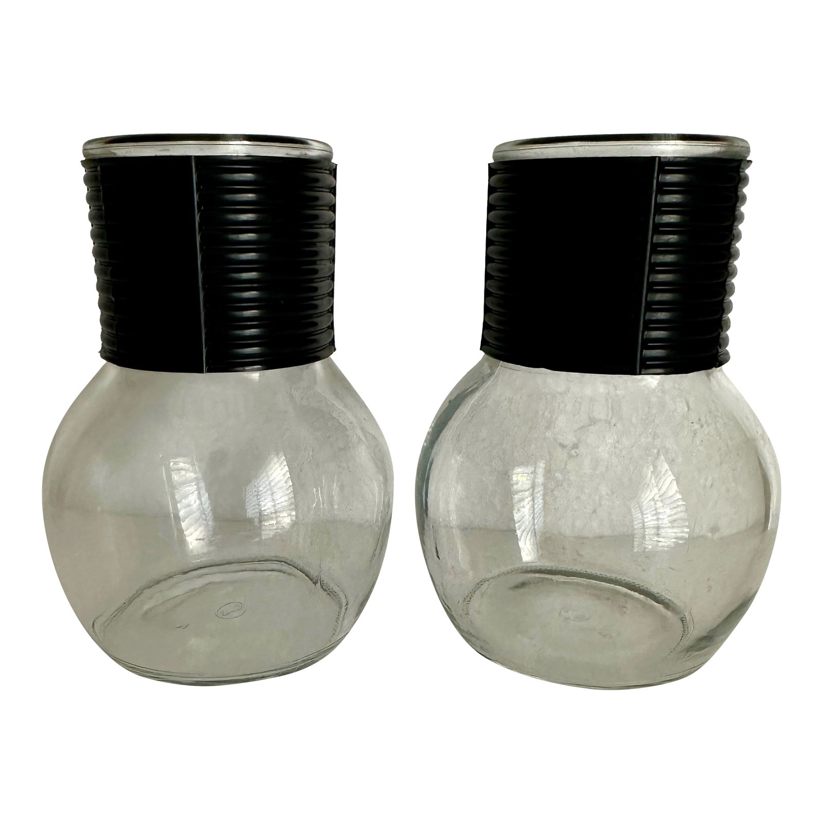 Vintage 1900s Black Banded Glass Hottle Bottles- Set of 2 | Chairish