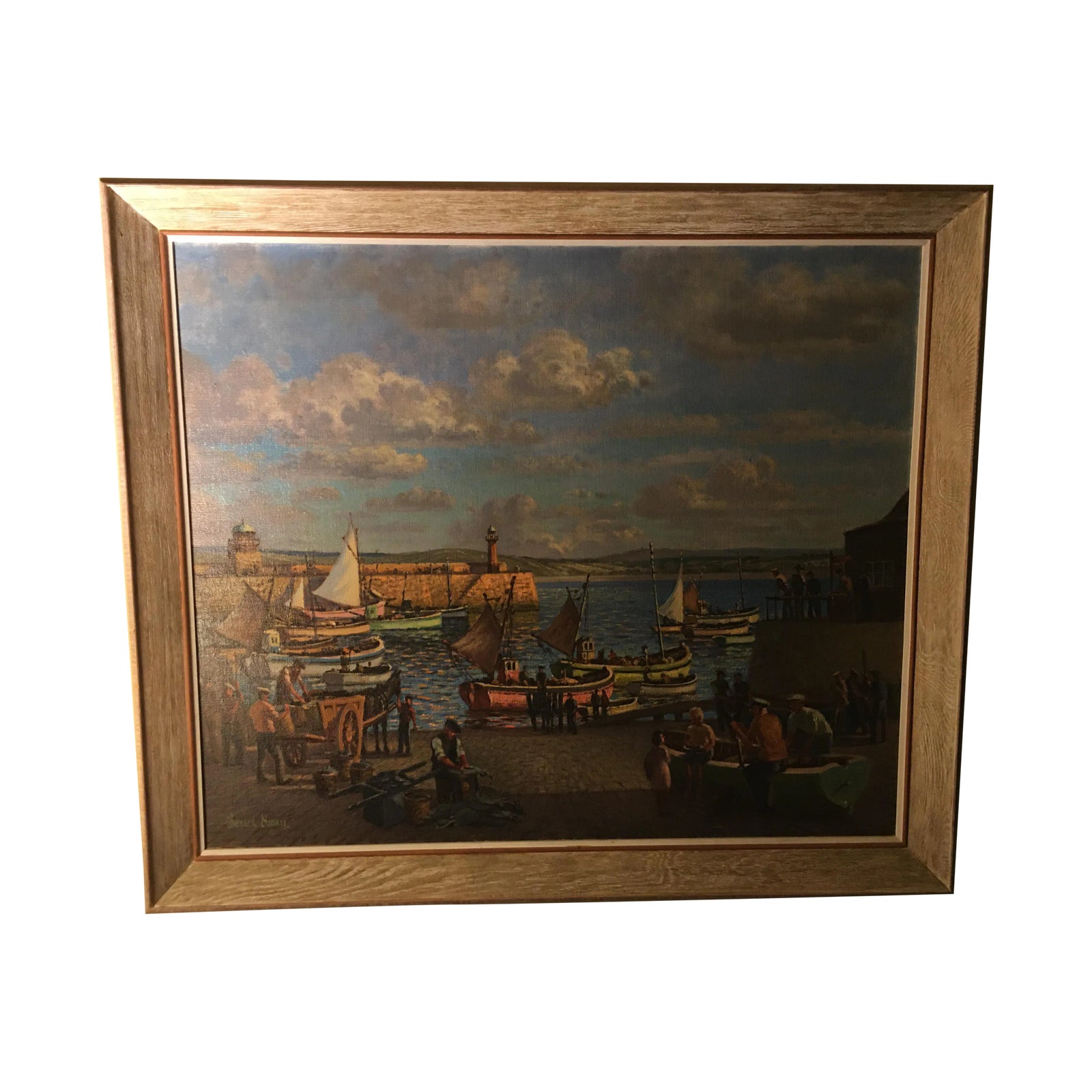 Mid 20th Century “A Memory of St. Ives” Maritime Scene Oil Painting by ...