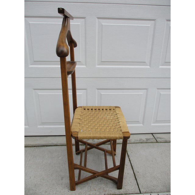 Mid-Century Modern Italian Wood and Caned Seat Valet or Butler Chair ...