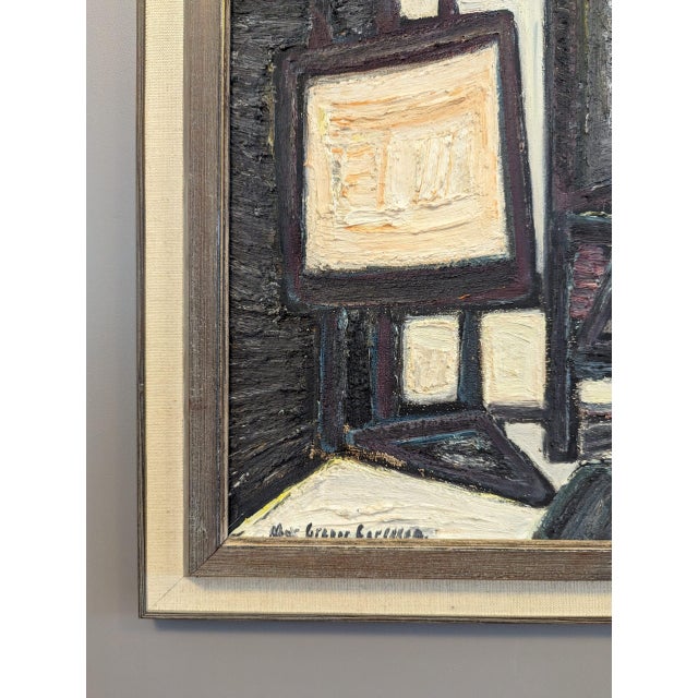 Mid-Century Modern "Interior Setting" Vintage Oil Painting by Swedish ...