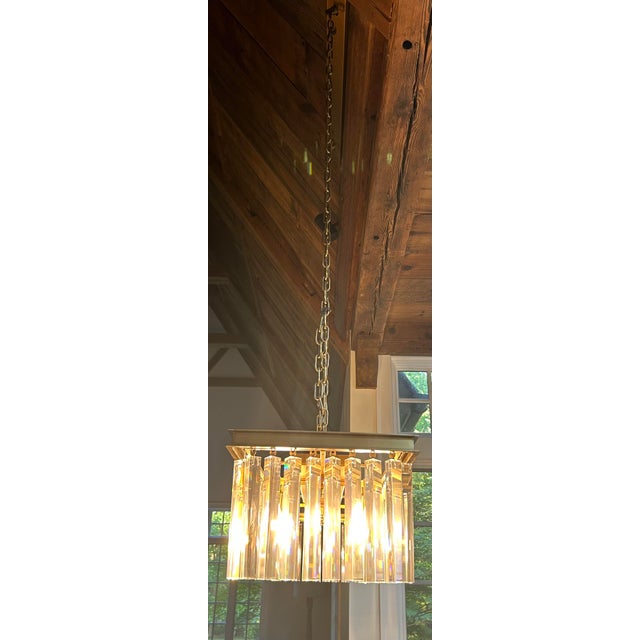 21st Century Rectangular Prismatic Crystal Rod Chandelier | Chairish