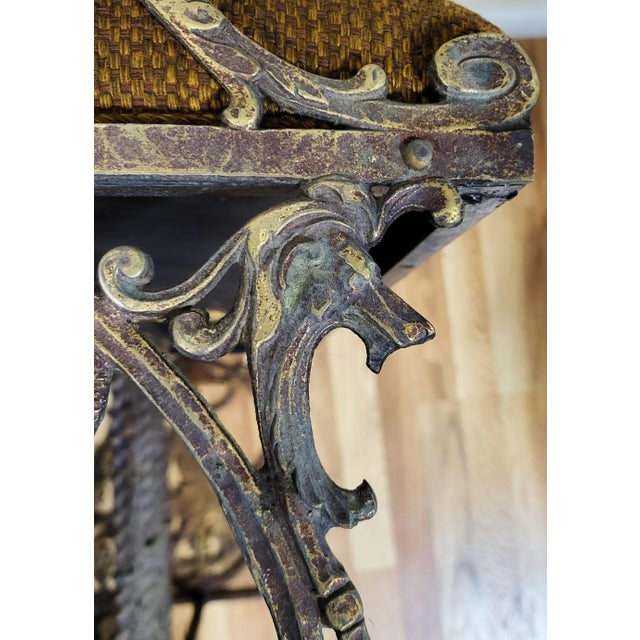 Antique Wrought Bronze & Iron Oscar Bach Style Knight Lion Hall Bench ...