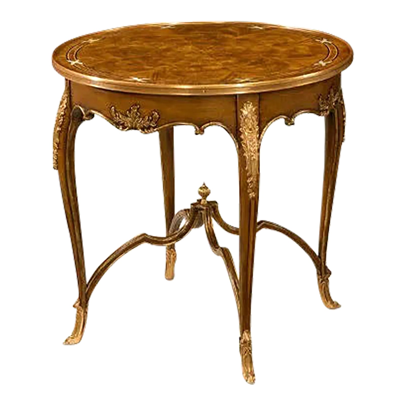 Theodore Alexander French Inlaid Center Table W. Mother of Pearl Inlay ...