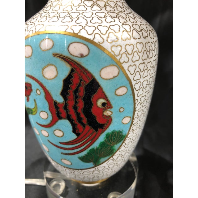 1960s Asian Modern Cloisonné Angel Fish Lamps - a Pair | Chairish