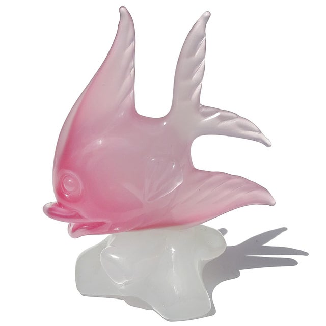 Vintage Seguso Murano Opalescent Pink White Italian Art Glass Angel ...