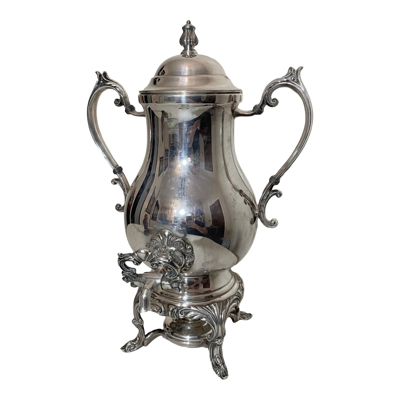 Rare Large Vintage 1961 Silverplate Golf Country Club Member Samovar ...