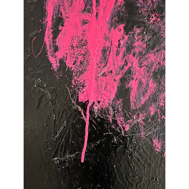 Large Original Pink and Black Abstract Oil Painting by Norman Liebman ...