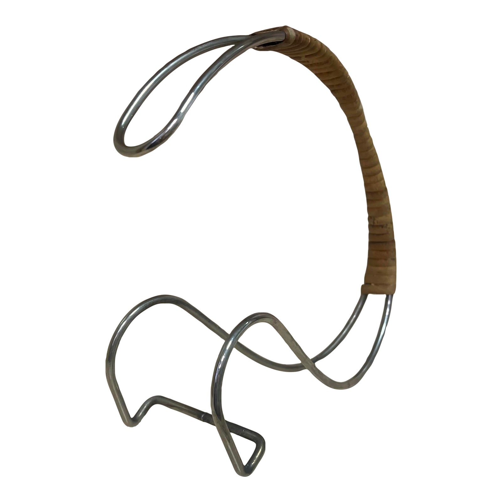 1950s Wicker and Silver Finish Handle Wine Bottle Holder in the Style ...