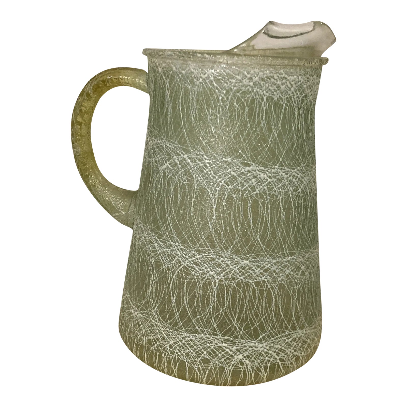 Mid-Century Green Spaghetti String Pitcher | Chairish