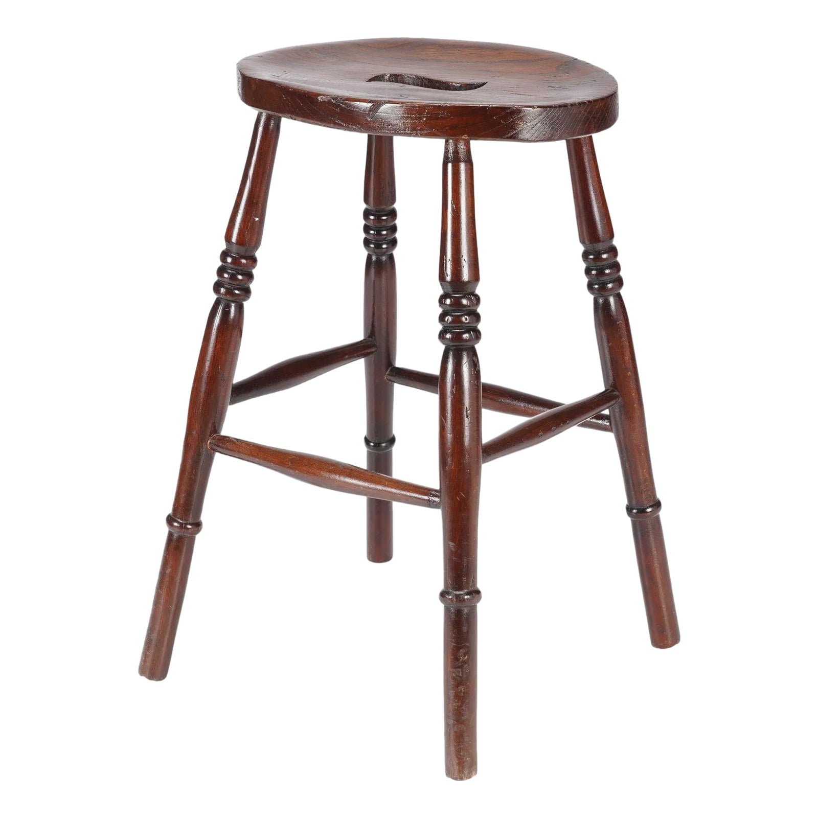 English Elm Pub Stool, C. 1820-40 | Chairish