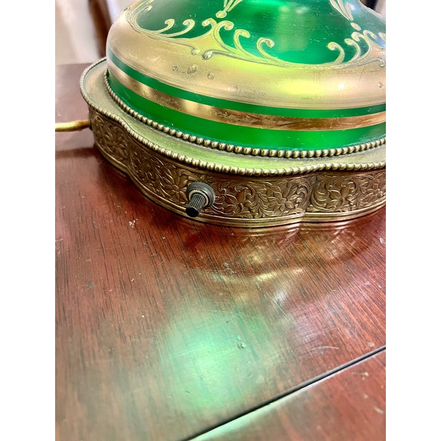 Czech Bohemian Green Glass Lustre Electric Lamp Pair, Circa 1930's ...