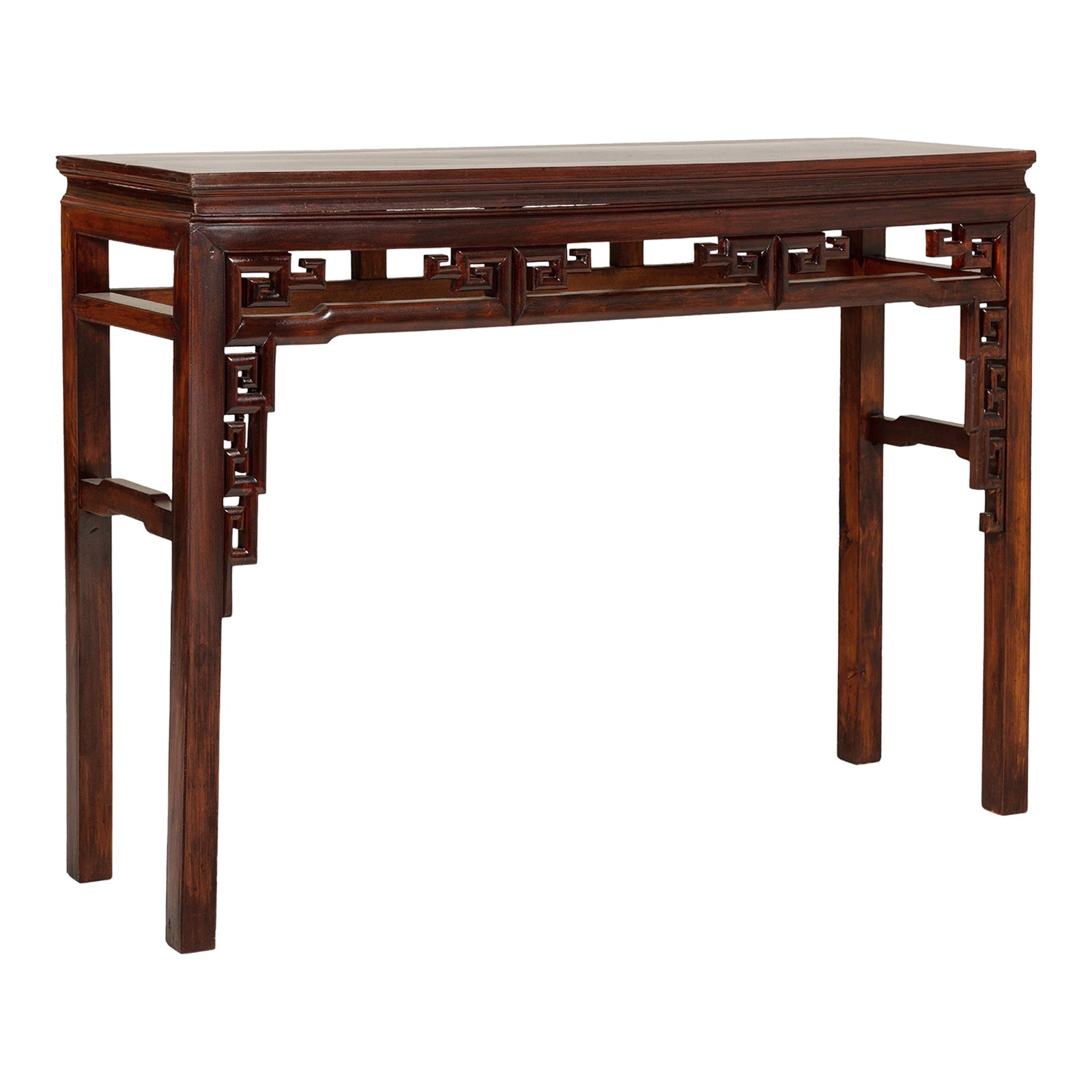 Tall Altar Console Table with Meander Carved Apron and Humpback ...