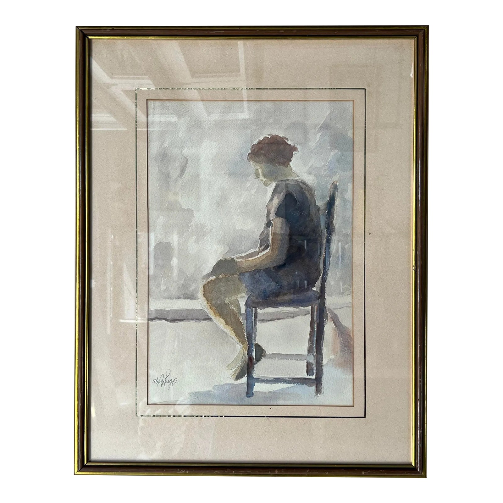 1980's Luis Abdenago Gutierrez B. 1940- Seated Female Portrait ...