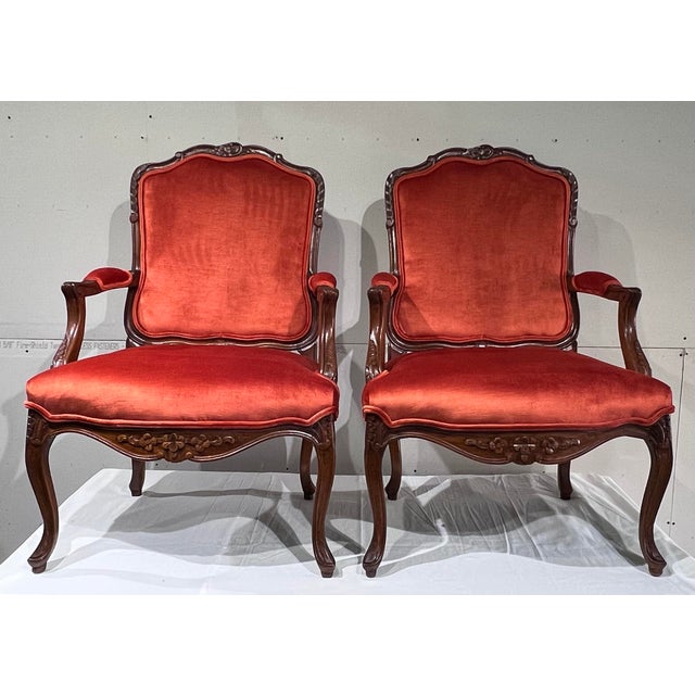 Louis XV Style Bérgere Chairs Rococo Carved Frames With Clarence House ...