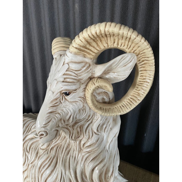 1960s Large Italian Ceramic Bighorn Ram Sculpture | Chairish