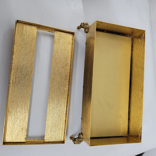 1950s Vintage Hollywood Regency Vanity Tissue Holder Gold Gilt Filagree ...