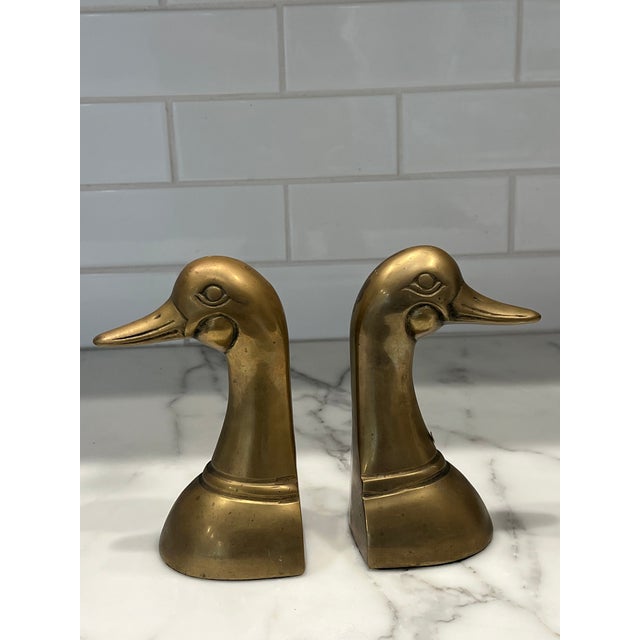 Vintage Solid Brass Duck Mallard Bookends Made by Leonard's Solid Brass ...