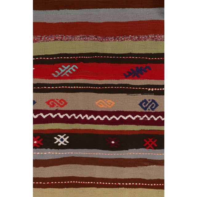 1950s Vintage Chaput Kilim in Rainbow Stripes, Geometric Tribal Rug ...