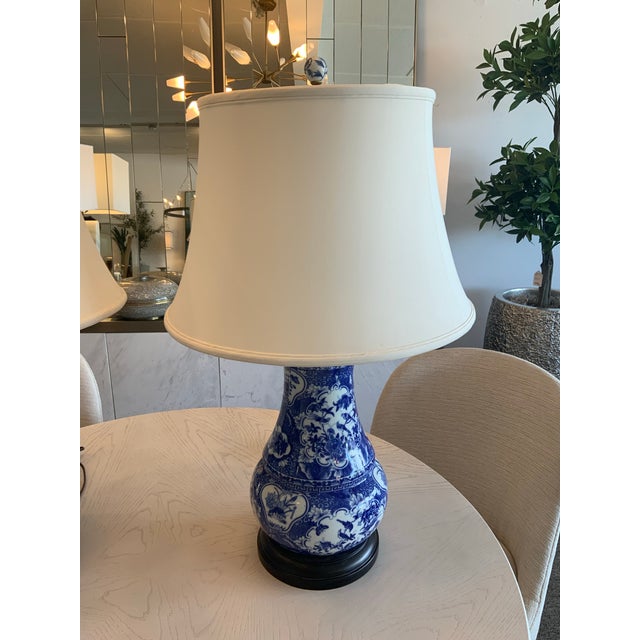 Vintage Blue Canton Lamp | Chairish