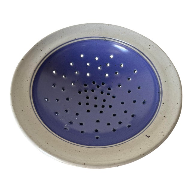 Vintage Studio Pottery Colander Berry Bowl | Chairish