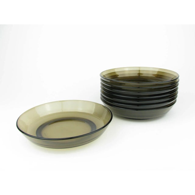 Vintage 1970s Vereco France Smoke Brown Glass Dinnerware Set - 40 ...