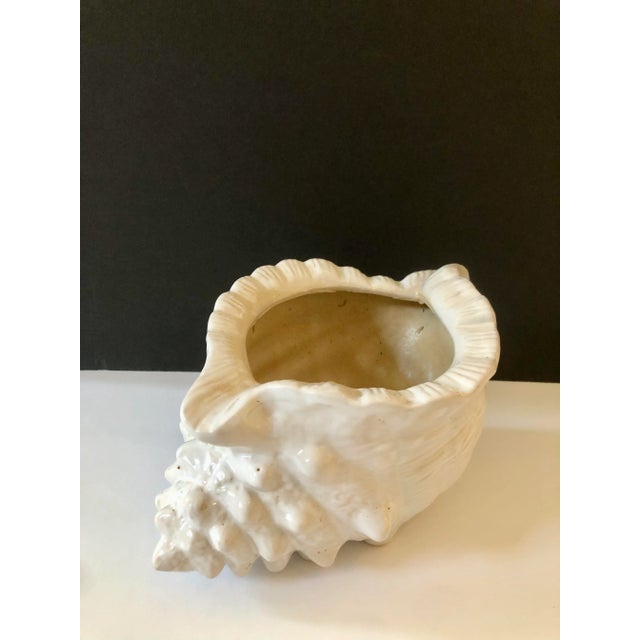 Vintage Coastal Ceramic Conch Shell Cache Pot | Chairish