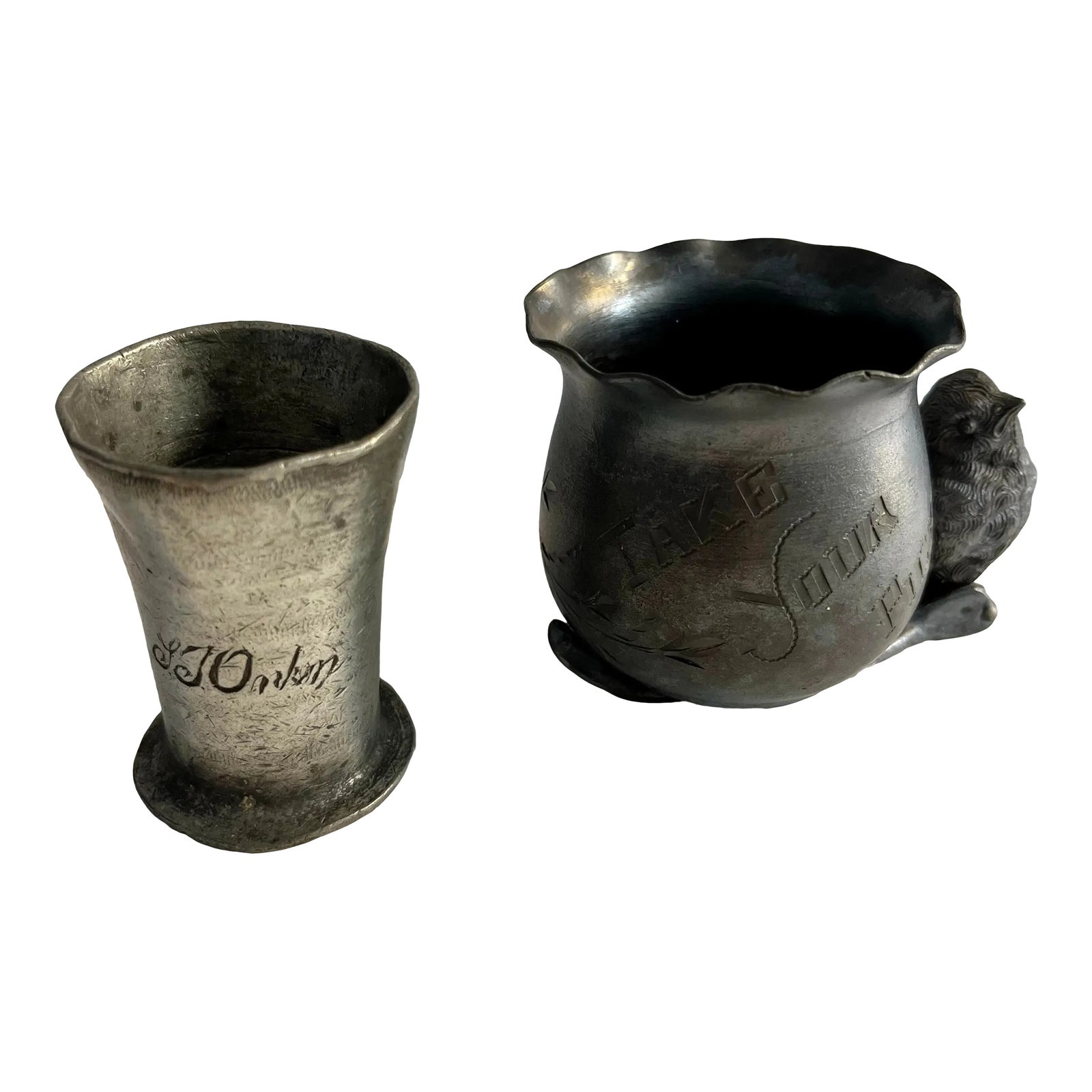Antique Pot Metal Vessels- Set of 2 | Chairish