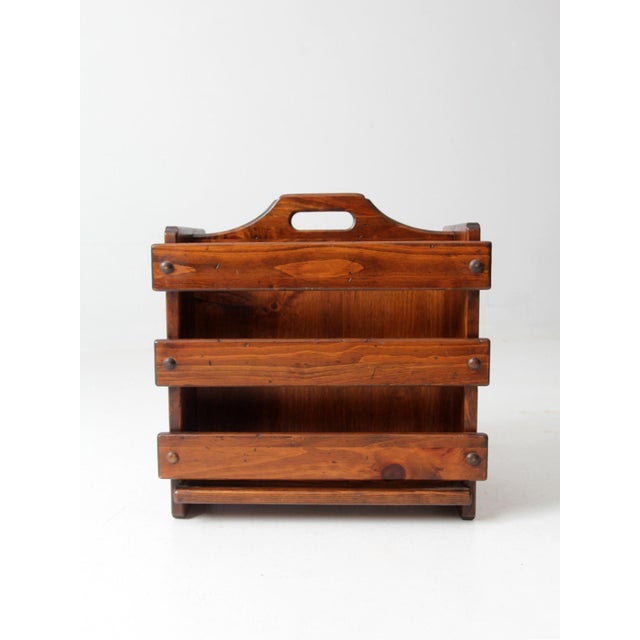 Vintage Wood Magazine Rack | Chairish