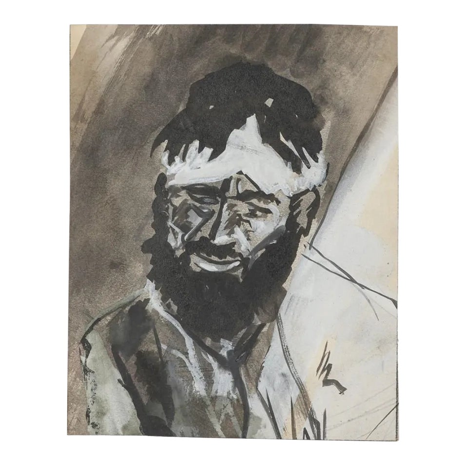 Portrait Original Tempera Drawing | Chairish