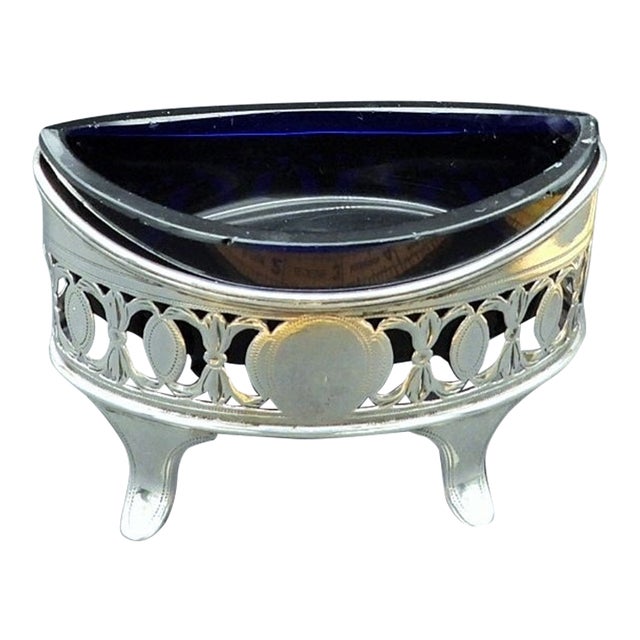 Antique Henry Chawner London Sterling Silver Master Salt Cellar Cobalt ...