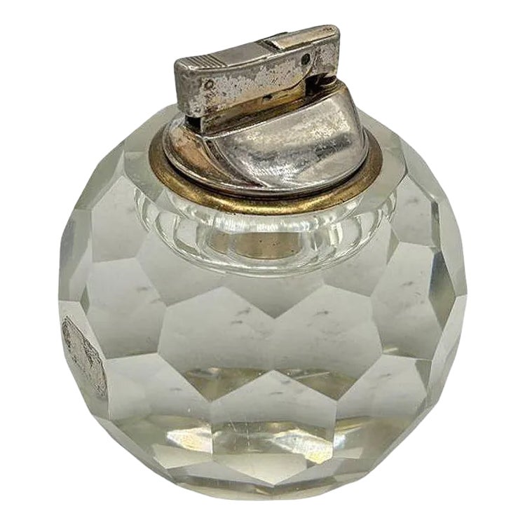 1960s Hollywood Regency Hand Cut Multi Faceted Crystal Table Lighter ...