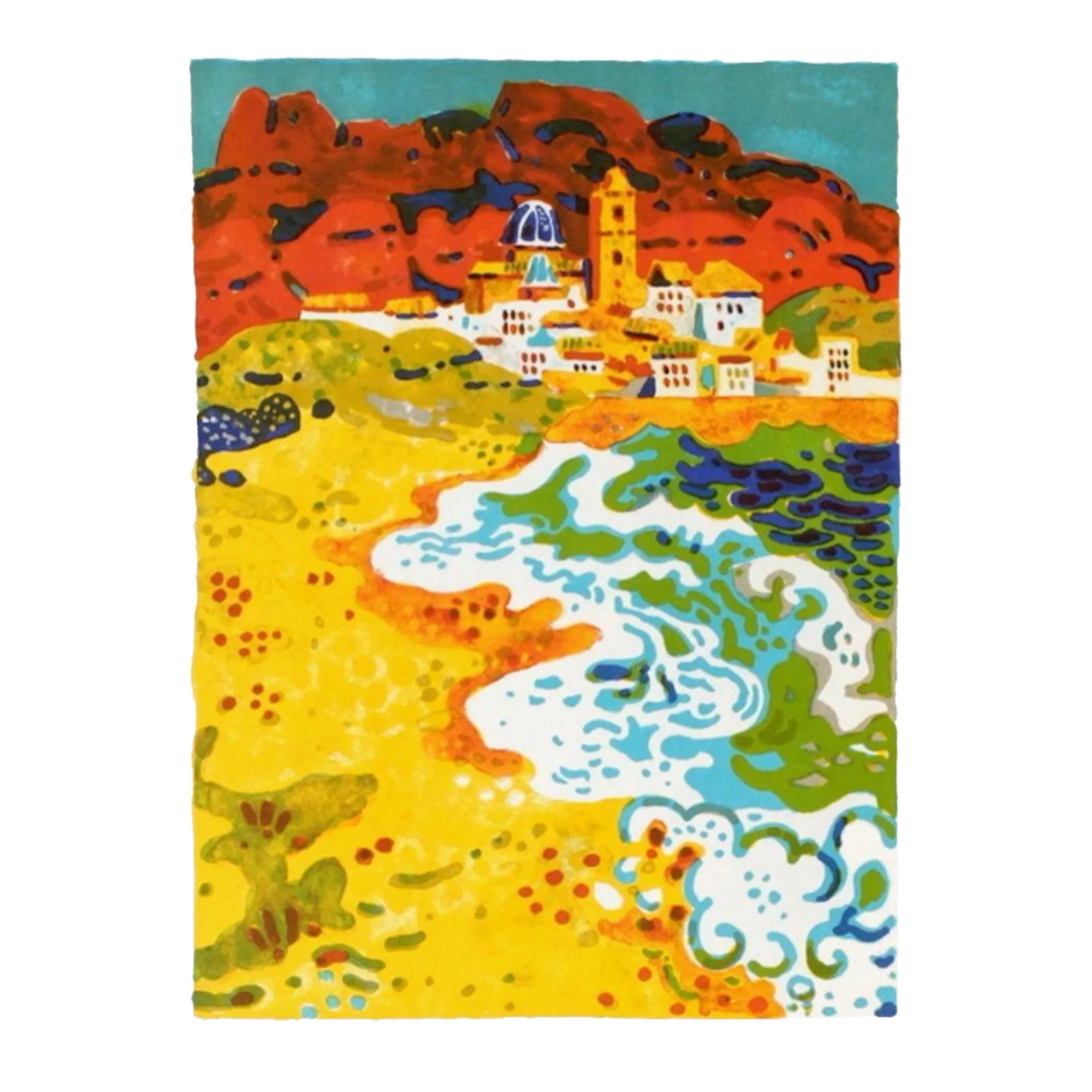 1960s Guy Charon Seaside Lithograph | Chairish