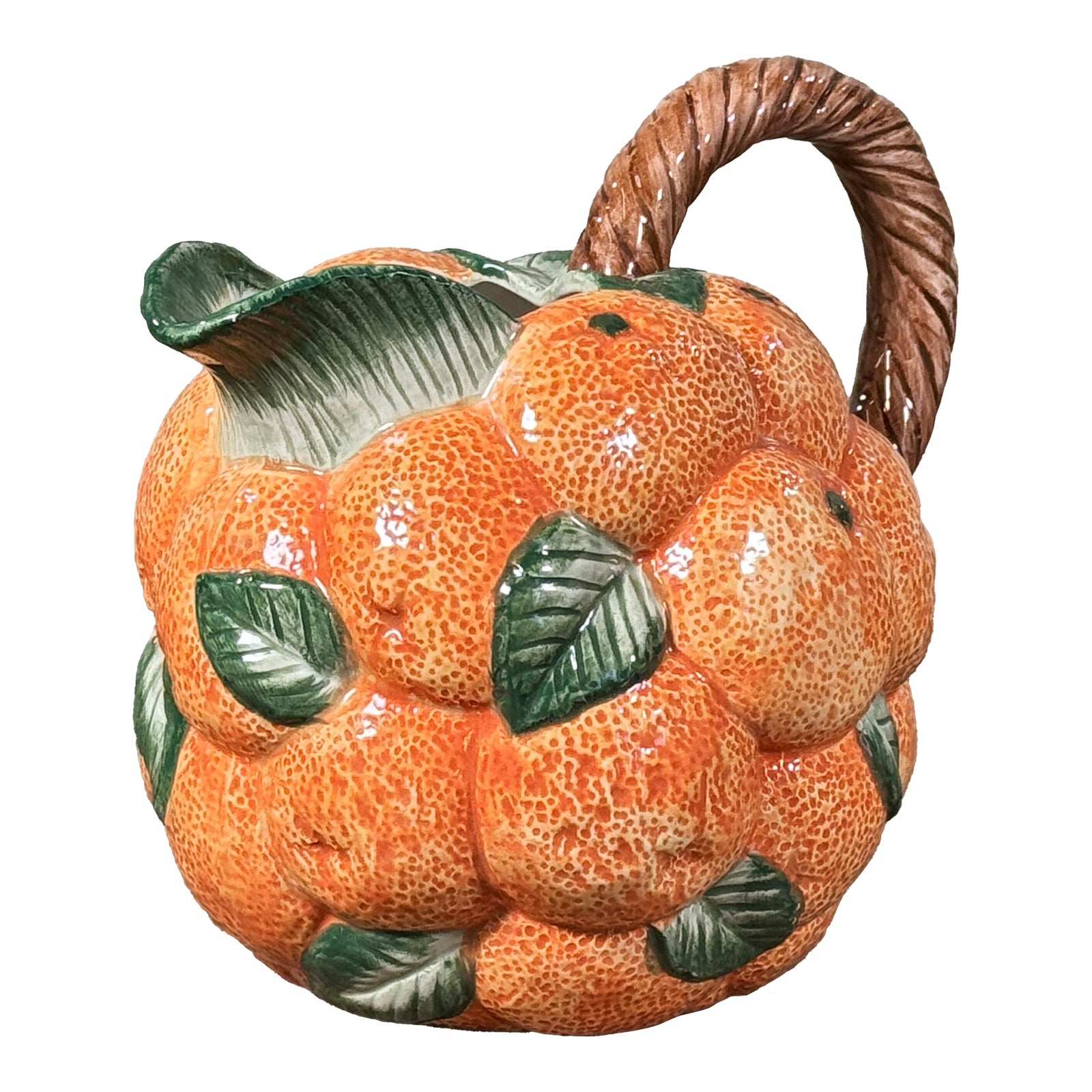 Vintage Fitz and Floyd Orange Cluster Ceramic Pitcher | Chairish