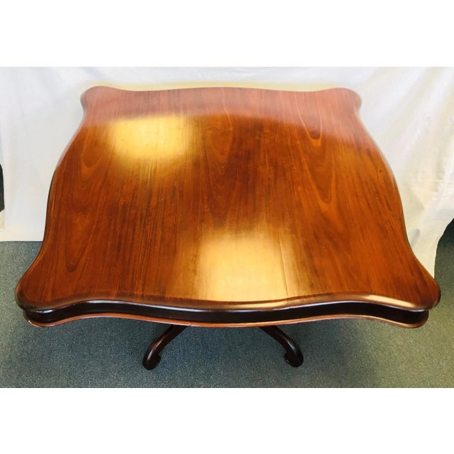 Mahogany & Walnut Square Center Table With Scalloped Corners on Turned ...