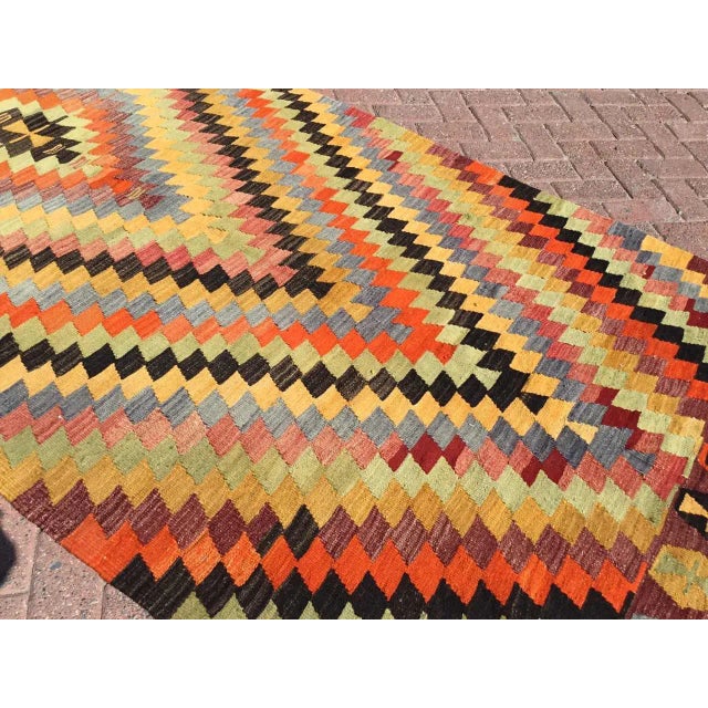 Vintage Diamond Design Kilim Rug | Chairish
