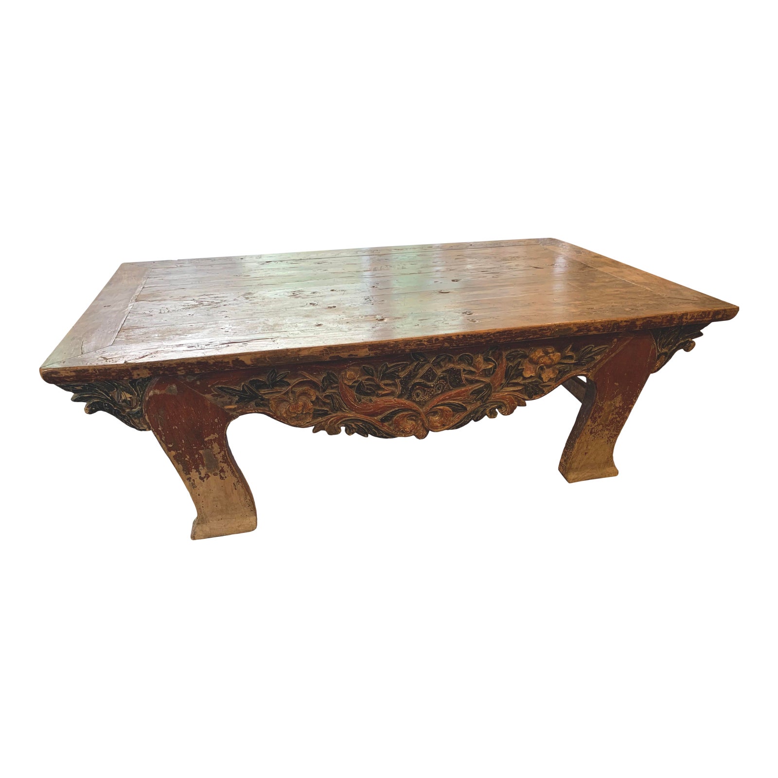 19th Century Vintage Chinese Low Table With Carved Apron | Chairish